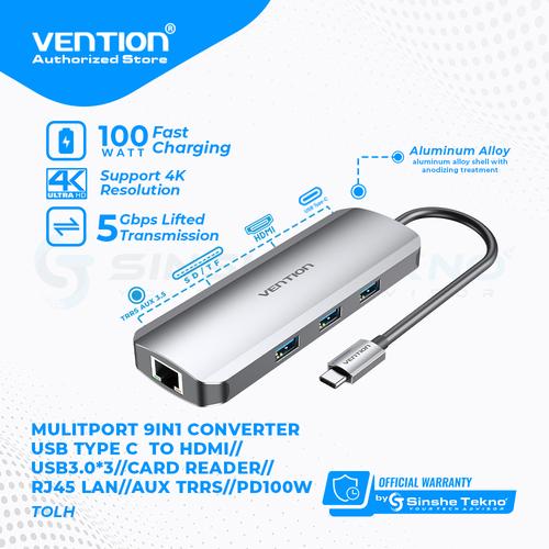 Promo VENTION USB Type C HUB Multiport USB 3.0 HDMI LAN SD TF PD 100 ...