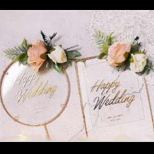 Promo Cake Topper Acrylic Happy WEDDING Tusukan Happy WEDDING Bunga ...