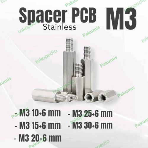 Jual SPACER KAKI PCB M3 STAINLESS PENYANGGA DUDUKKAN PCB M3 - Ukuran 1. ...