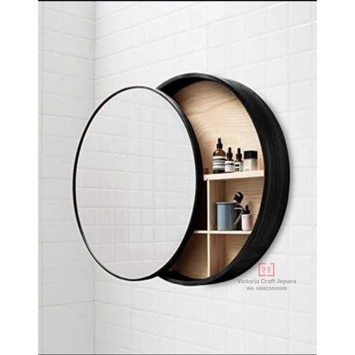 Jual CERMIN RAK KAMAR MANDI HITAM FUNGSIONAL DIAMETER 70cm - Kab ...