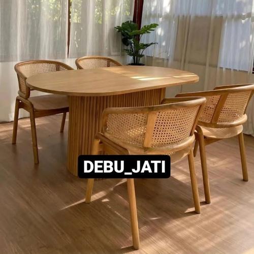 Jual meja kursi set,meja makan kursi 4,meja set 48 kursi rotan, meja ...