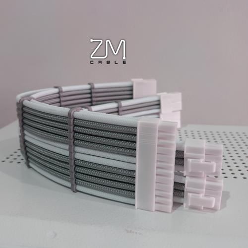 Jual Custom Sleeve Extension PSU Cable Kit - White Silver - 4Pin CPU ...
