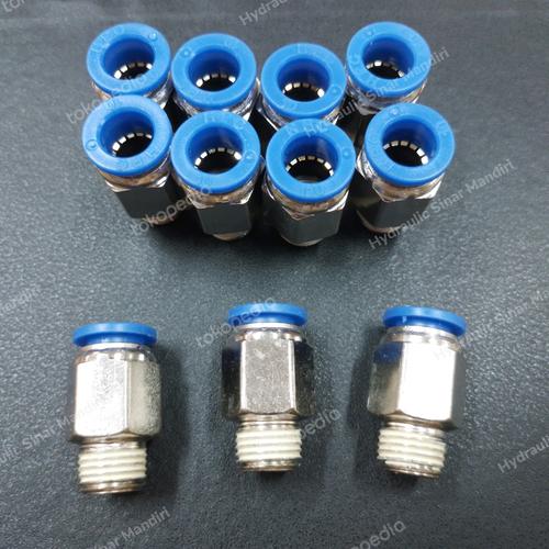 Jual PC 10-02 HPC Fitting Angin Lurus selang 10mm drat 1/4 inch ...