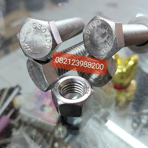 Jual baut mur ss M24X90 SUS304 A2-70 HEX BOLT NUT STAINLESS M24 X 90 KEY 36 - RINGPER SS M24 ...