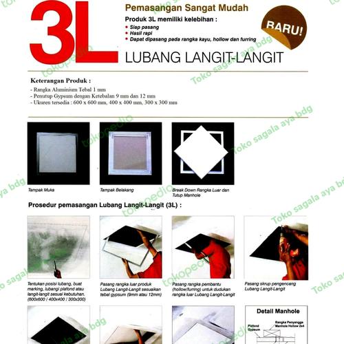 Jual Manhole plafound merk 3 L - aksesoris plafond - 45cmX45cm 9mm ...