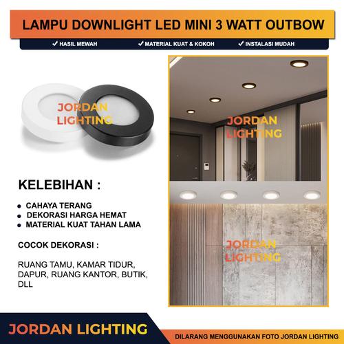 Jual Lampu downlight led mini 3w outbow plafon cabinet light bulat 3 ...