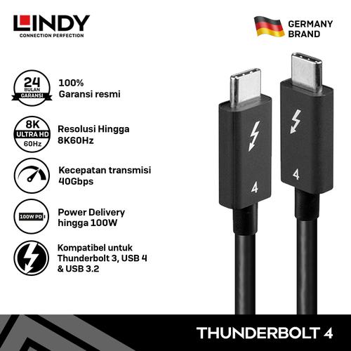 Promo Kabel Thunderbolt 4 LINDY Type C Intel Certified 40Gbps 8K 4K PD ...