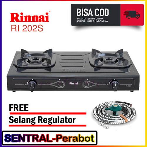 Jual RINNAI RI-202S Kompor Gas 2 Tungku Teflon FREE Selang Regulator ...