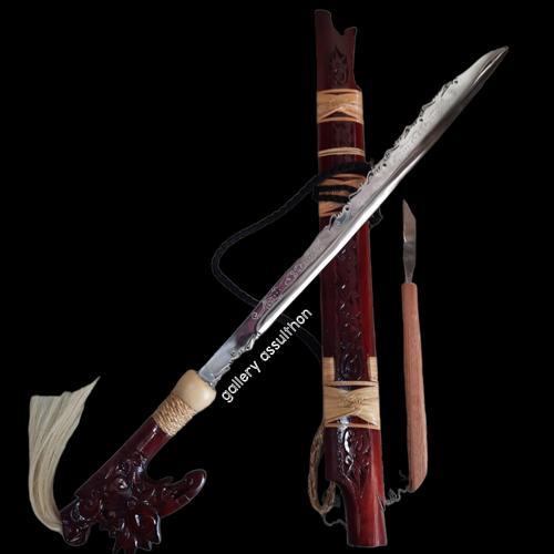 Jual Mandau Dayak Kalimantan Bahan Baja Putih Mandau Lurus Ukuran 85Cm ...