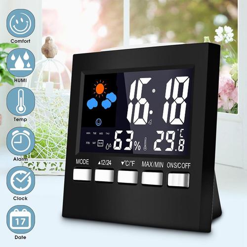 Jual Jam Meja Digital Prediksi Cuaca Alarm Termometer Hygrometer 2159T ...