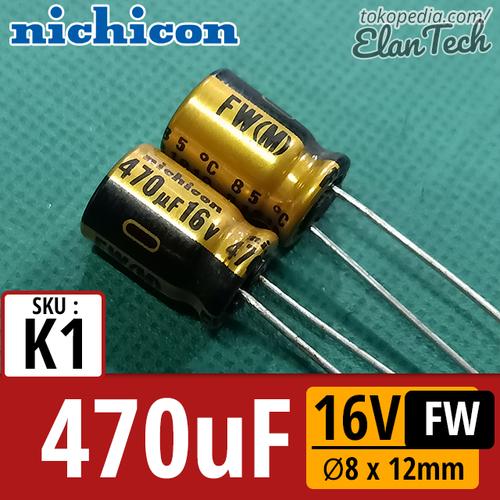 Jual Elco 470uF 16V Nichicon FW Gold 470 uF Kapasitor Capacitor ...
