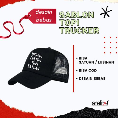 Jual TOPI TRUCKER JARING CUSTOM SABLON DESAIN BEBAS DARI KAMU - Merah ...