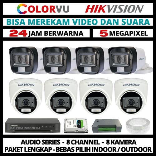 Promo paket cctv hikvision 5mp 24/7 colorful colorvu 8 channel 8 kamera ...