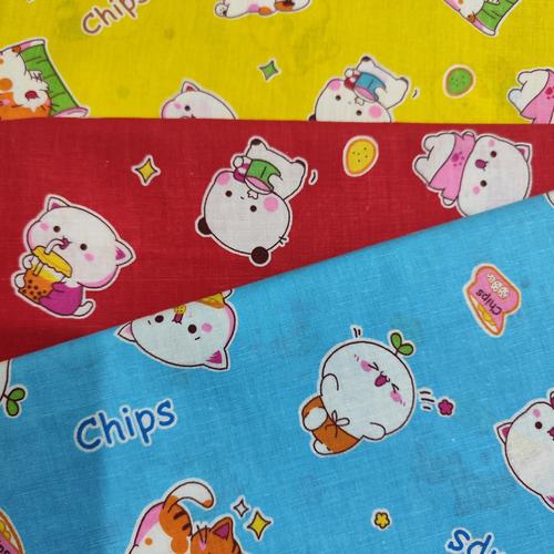 Jual Kain Katun Premium Cute Cat Lebar 115 cm HARGA PER SETENGAH METER ...