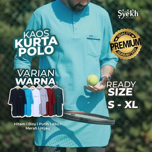 Jual Baju Kaos Polo Polos Strip Pria Syekh Muslim Wear - Putih, S ...
