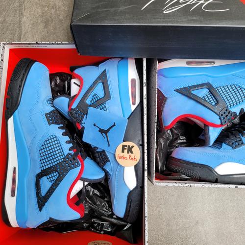 Jual Air Jordan 4 Retro Travis Scott Cactus Jack || blue white cement ...