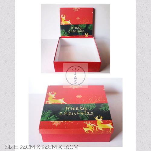Jual kotak kue 24x24x10 hard box / handmade / box kue edisi natal red ...