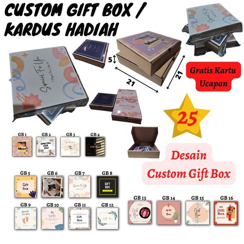 Jual Custom Kardus Box Hadiah Gift Box 21x21x5cm Gratis Custom Kartu ...