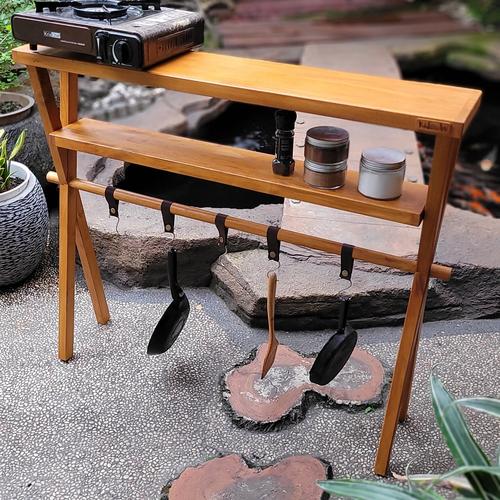 Jual rak kayu lipat camping outdoor - natural - Kota Malang ...