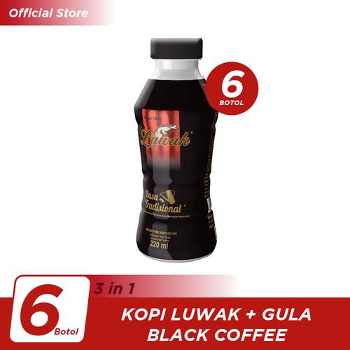 Promo Kopi Luwak Plus Gula Black Coffee Botol 220ml - 6 Pcs - Kota ...