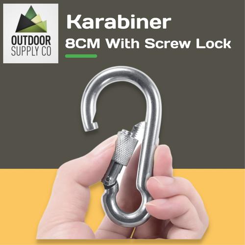 Jual Karabiner 8cm Snap Hook Screw Lock Carabiner Galvanise steel ...