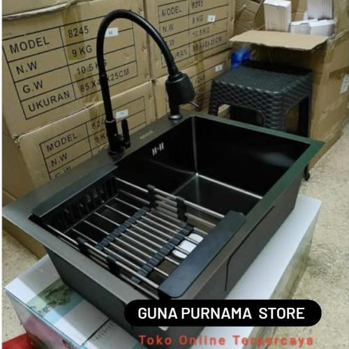 Jual Kitchen sink 6045 hitam undermount/ Paket lengkap/bak cuci piring ...