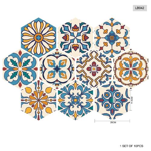 Jual 10Pcs Wall Floor Hexagon Tile Marble Style Sticker Skip - Jakarta ...
