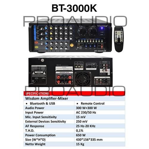 Jual Amplifier Wisdom BT 3000 BT3000 BT-3000 Original Garansi 1 Tahun ...