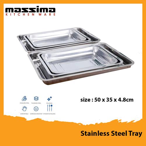 Jual Massima Stainless Tray Nampan Persegi Serving Tray 50 x 35 x 4,8 ...