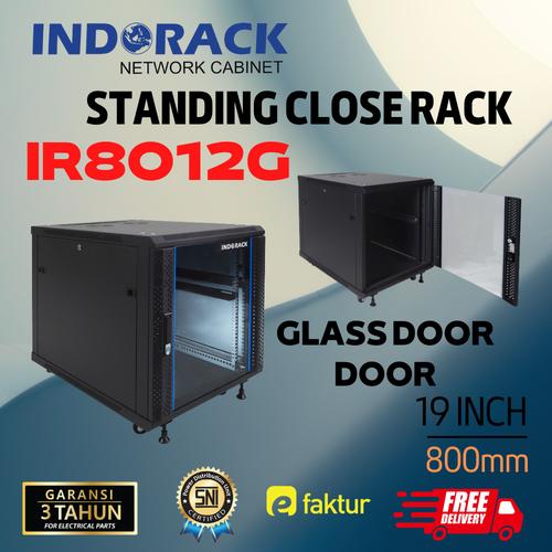 Jual Close Rack INDORACK Glass Door Rack Server 12U Depth 800mm ...