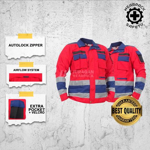 Jual Wearpack Safety Model Semi Jaket Ripstop Warna Merah Kombinasi ...