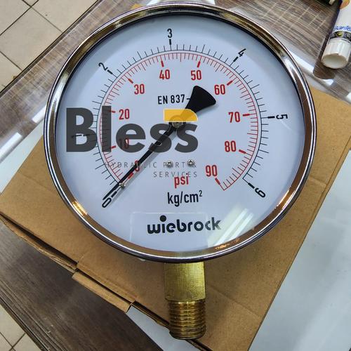 Jual Pressure Gauge 6 Inch Black Steel Brass Wiebrock - 6 Kg / 90 Psi ...