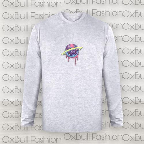 Jual Kaos Lengan Panjang Logo Cute Planet Sablon Digital - Putih, M ...