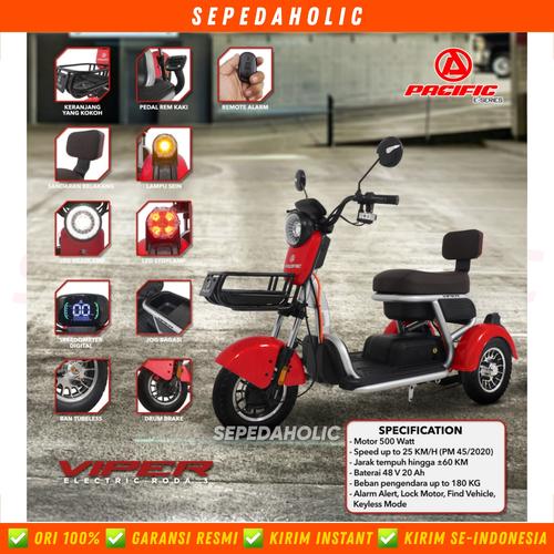 Jual Sepeda Motor Listrik PACIFIC VIPER Roda Tiga Electric E Bike 500 ...