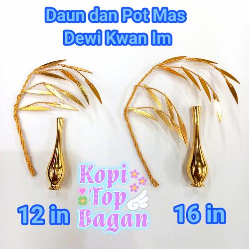 Jual Pot bunga Mas dan Daun Bambu Emas Dewi Kwan Im Guan Yin 12 in / 16 ...