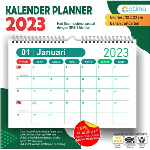 Jual KALENDER PLANNER 2023 DINDING (baru) sesuai libur nasional SKB ...