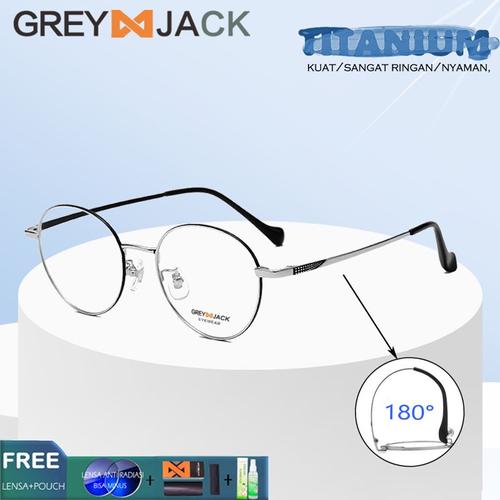 Promo Grey Jack Frame Kacamata Titanium Bentuk Retro Simple Bisa Minus ...