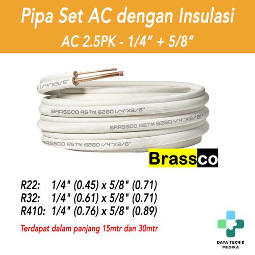 Jual BRASSCO Pipa AC 2.5PK Ukuran 1/4" x 5/8" - Set dengan Isolasi ...