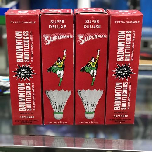 Jual SHUTTLECOCK / COCK BADMINTON SUPERMAN DELUXE MERAH ORIGINAL ISI 6 ...