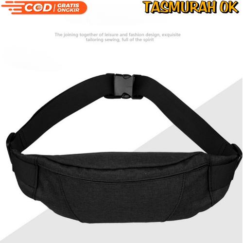 Jual TAS WAIST BAG KANVAS HITAM POLOS TAS DADA PRIA WANITA IMPORT ...