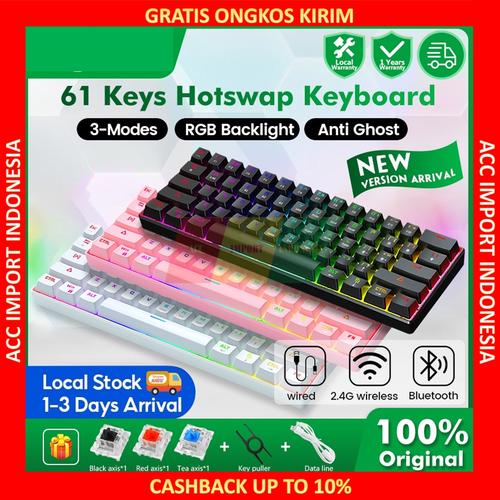 Jual Keyboard Bluetooth Mechanical Wireless RGB LED TV Tablet Mac Ipad ...