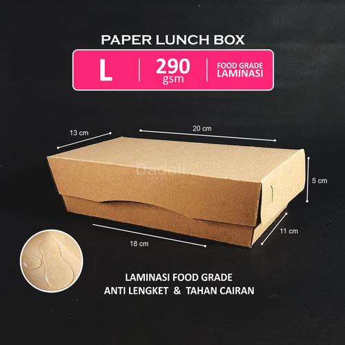 Jual Paper Lunch Box L Laminasi Food Grade Kraft Coklat Tebal 290gsm ...