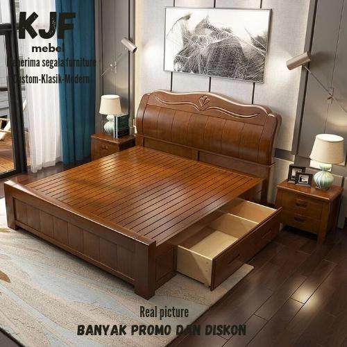 Jual dipan tempat tidur jati minimalis laci dipan 180x200 jati solid ...