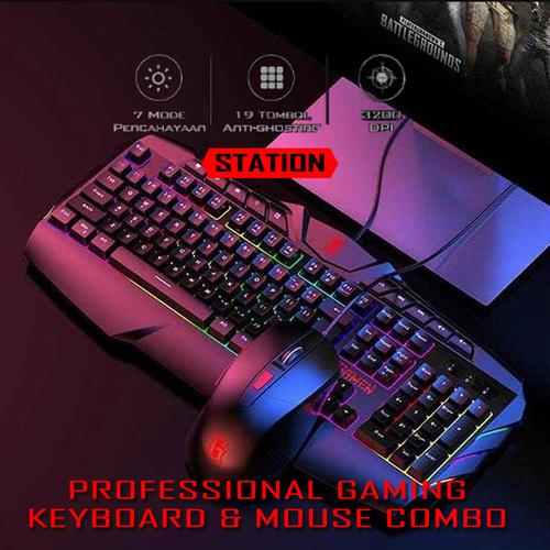 Jual GAMEN STATION Professional combo 3200DPI Mouse & Keyboard Gaming ...
