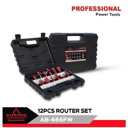 Jual Mata Profil Set 12pcs Trimmer Router Bits Set 1/4” -mata trimer ...