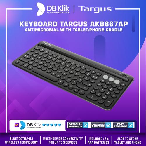 Promo Keyboard Targus AKB867AP Antimicrobial Tablet Stand Bluetooth 3 ...