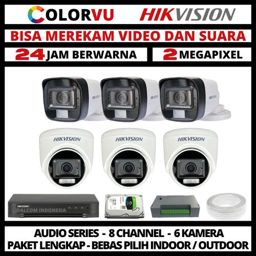 Promo paket cctv hikvision colorvu 2mp 8 channel 6 kamera colorful ...