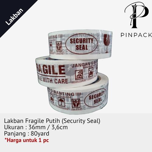 Jual Lakban Fragile Putih 36mm x 80y Security Seal jangan dibanting 80 ...