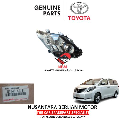 Jual HEADLAMP LAMPU TOYOTA ALPHARD THN 2012 - 81145-58181 GENUINE PARTS ...