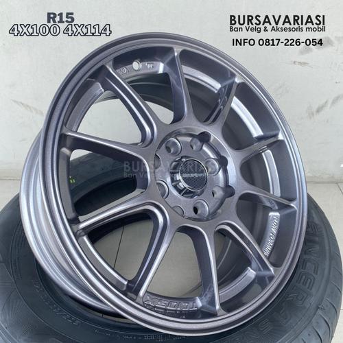 Jual SALE Velg R15 JF 4x100 4x114 Flow Form Gunmetal Avanza Brio Sigra ...